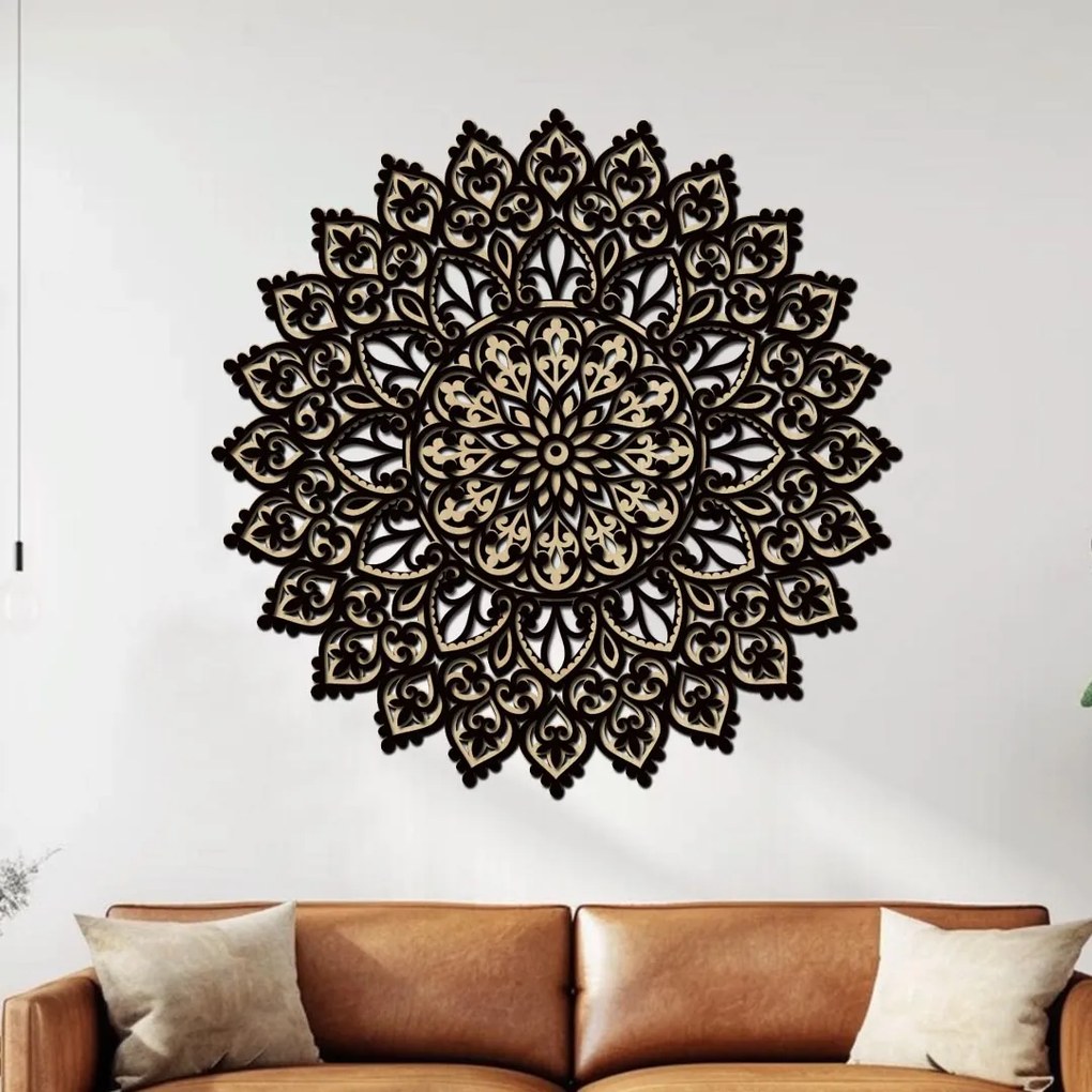 dřevo života 3 vrstvá mandala HARMONIE DUŠE Rozměry (cm): 40x40, Zvolte barevný dekor: černá-javor