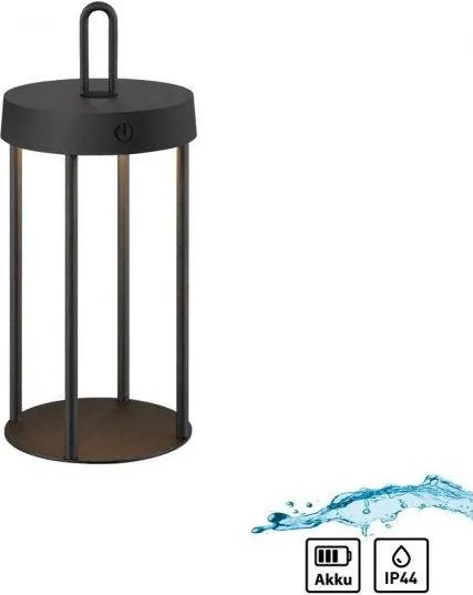 LD 19300-18 ANSELM LED stolní lampa na baterie černá 28cm dotykový stmívač IP44 zahradní svítidlo 2700K - JUST LIGHT