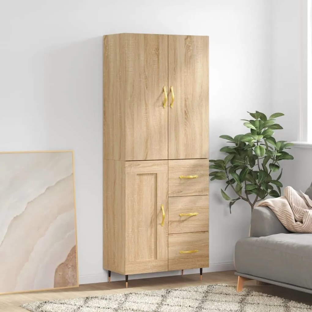 vidaXL Skříň highboard 69,5 x 34 x 180 cm kompozitní dřevo [3195995] Barva: Bílá