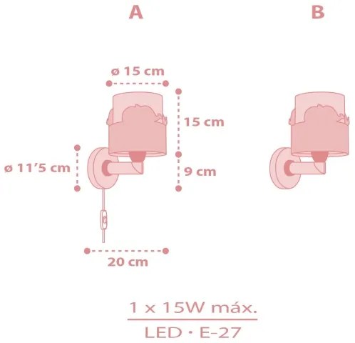 Dalber 61179S - Dětské nástěnné svítidlo WHALE DREAMS 1xE27/15W/230V růžová