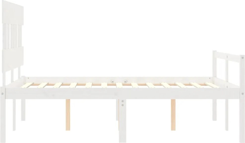 Postel s čelem pro seniory bílý 140x200 cm masivní dřevo 3195417