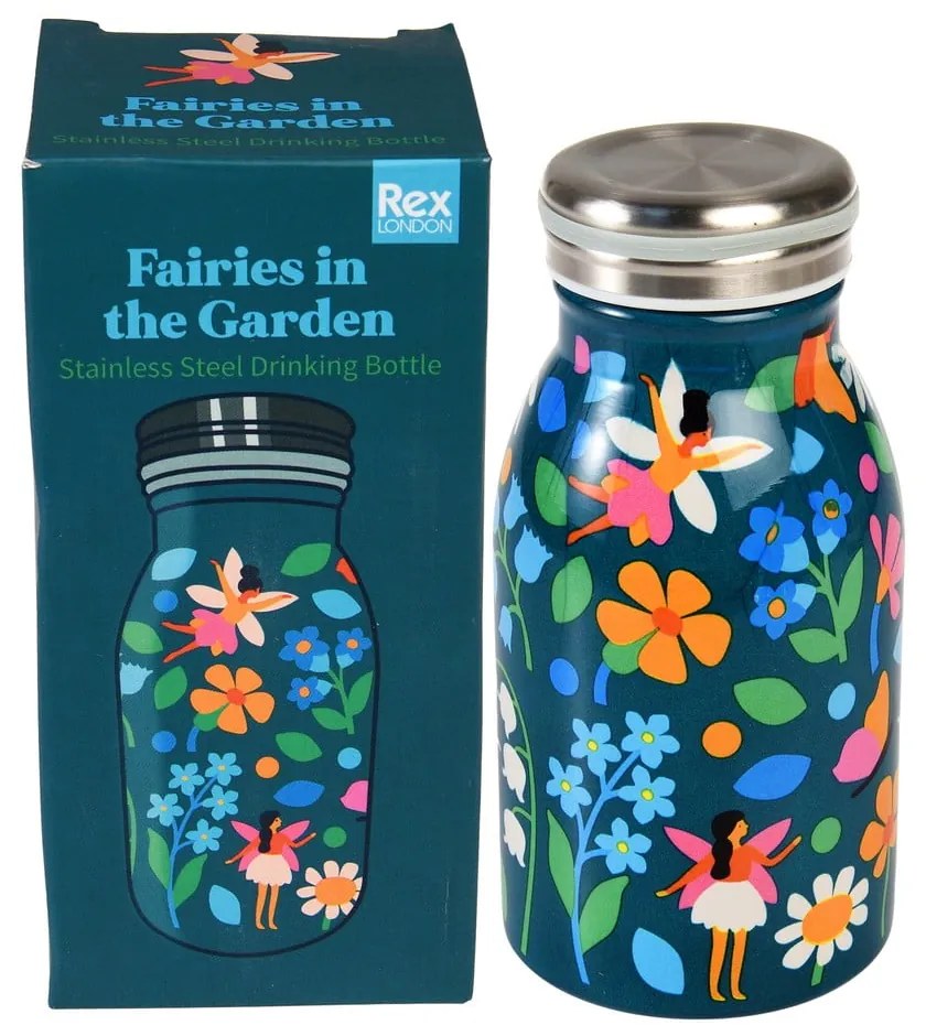 Modrá nerezová dětská lahev 250 ml Fairies in the Garden – Rex London
