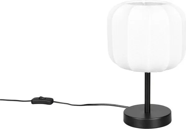 Bílá/matně černá kovová stolní lampa s textilním stínidlem (výška 30 cm) Madleine – Reality