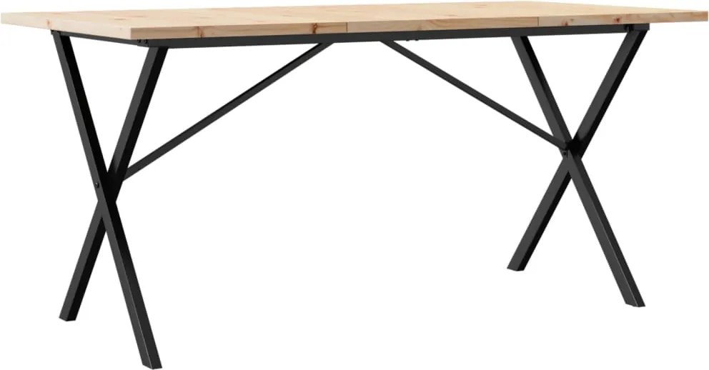 Jídelní stůl s X rámem 160 x 80 x 75,5 cm borové dřevo a ocel 3282765