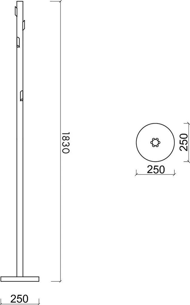 Černý kovový věšák ø 25x183 cm Yuko – noo.ma