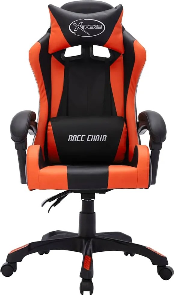 Herní židle s RGB LED podsvícením oranžovočerná umělá kůže 288002