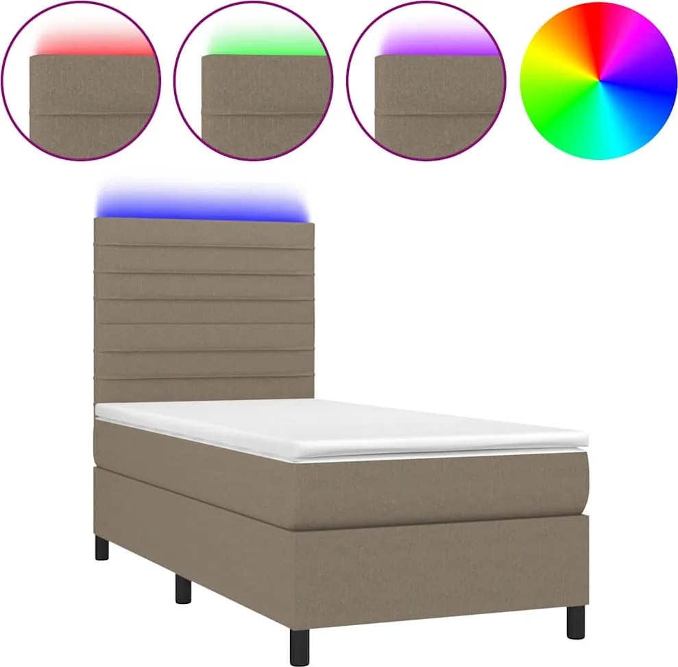 Box spring postel s matrací a LED taupe 80 x 200 cm textil 3134913
