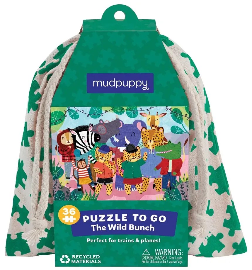 Mudpuppy Puzzle Divoká zvířata v látkovém pytlíku 36 dílků