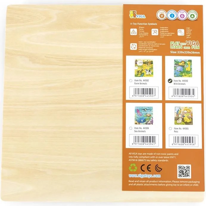 Dětské dřevěné puzzle s úchyty Viga Divoká zvířata 4 ks