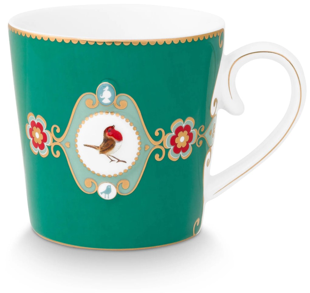Pip Studio Love Birds hrnek 225ml, zelený (Porcelánový hrnek Love Birds)