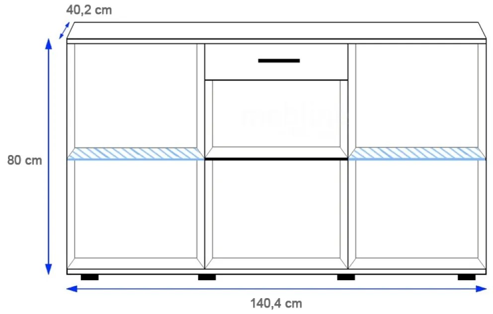 Komoda Kaja 140 cm - bílý mat / dub artisan