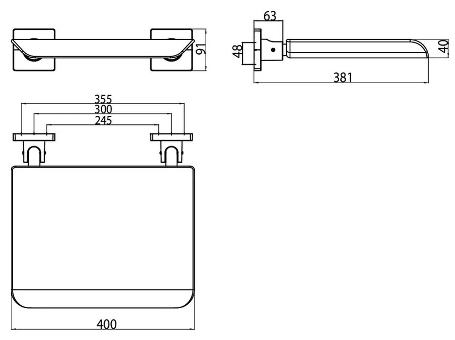 Emco System 2 - Sklopné sedátko do koupelny, černá 355121202