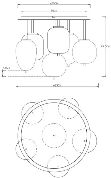Globo 15345-6DMM - Přisazený lustr BLACKY 6xE14/40W/230V mosaz
