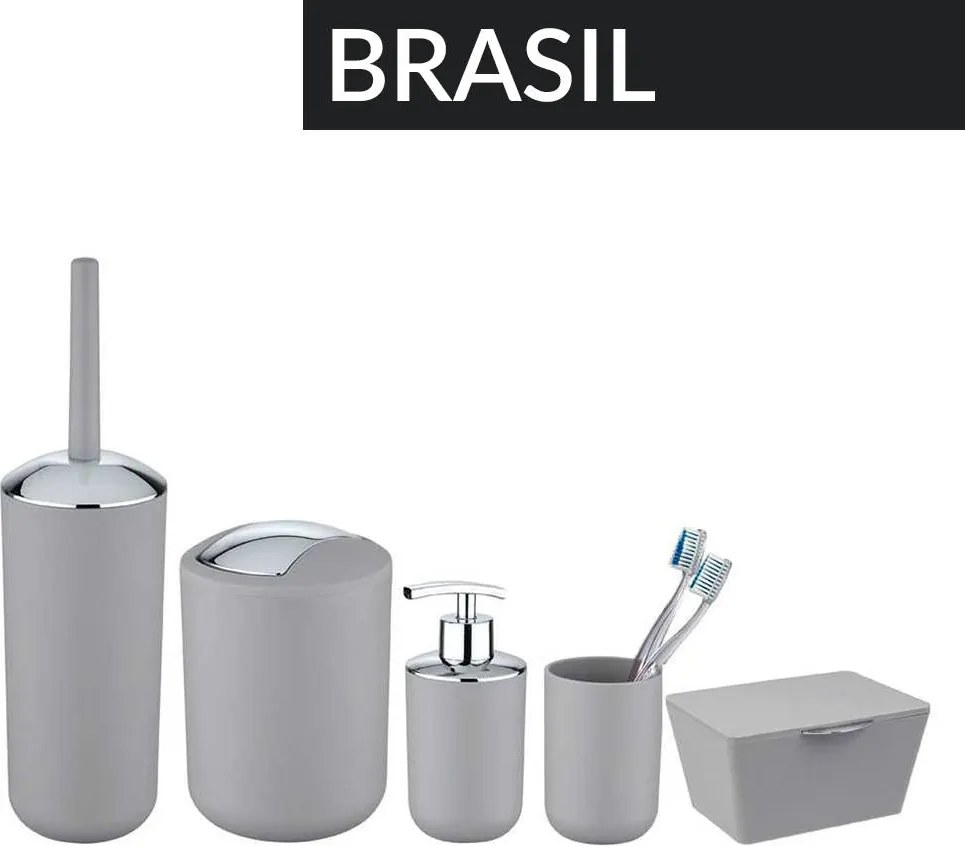 Nádoba na WC BRASIL,barva šedá + štětka, WC, WENKO