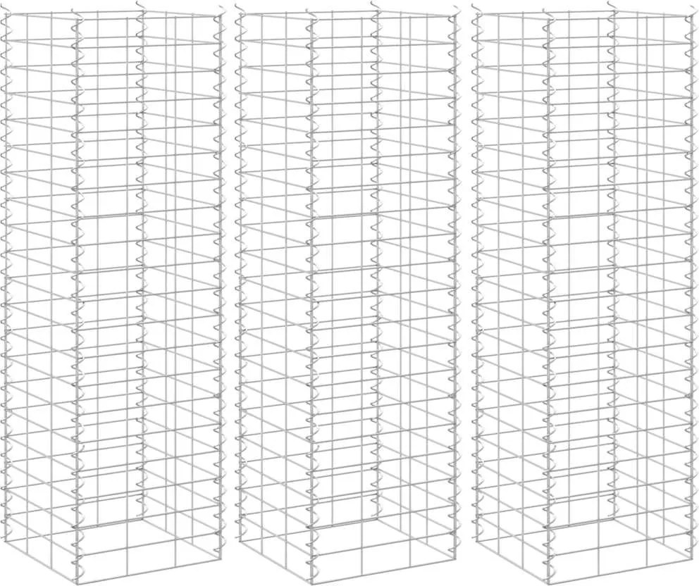 Gabionové vyvýšené záhony 3 ks 30 x 30 x 100 cm železo 151249