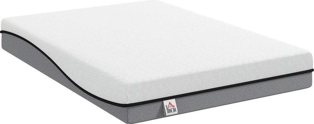 HOMCOM Matrace 140x200 cm H3 středně tvrdá, výška 20 cm, ergonomická, prodyšná z gelové paměťové pěny, Öko-Tex & CertiPUR