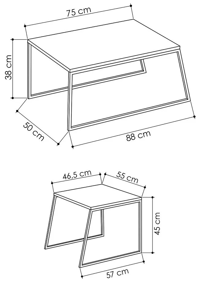 Sada konferenčních stolků Zabella 88 cm antracitová