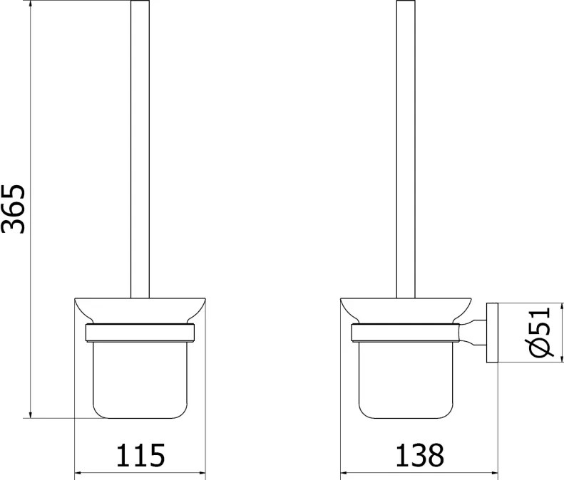 Mexen Remo, závěsný toaletní kartáč, černý chrom, 7050750-73