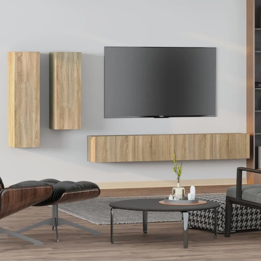 4dílný set TV skříněk dub sonoma kompozitní dřevo 3114632