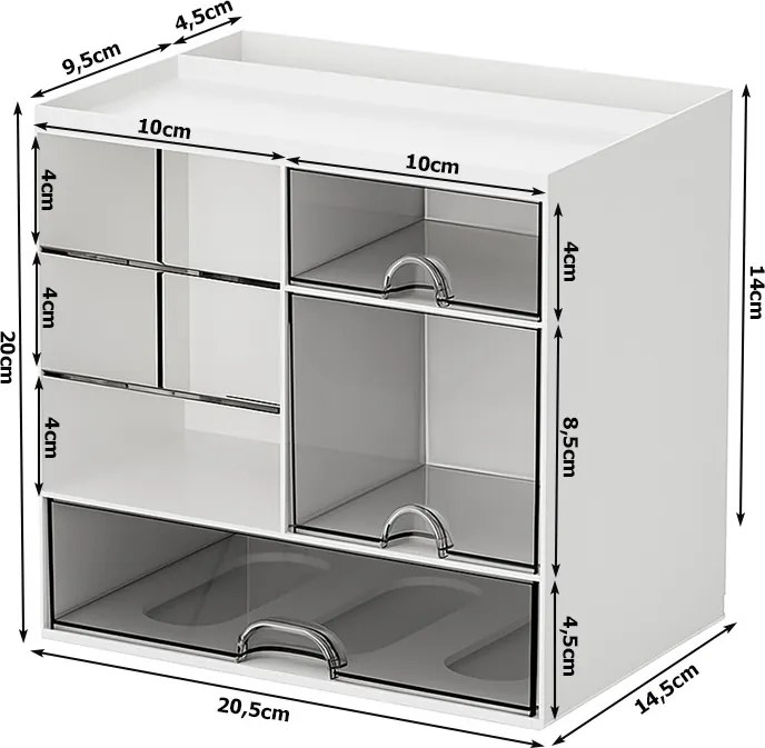 Verk Group Skříňka organizér na stůl poličky na kosmetiku drobnosti zásuvky