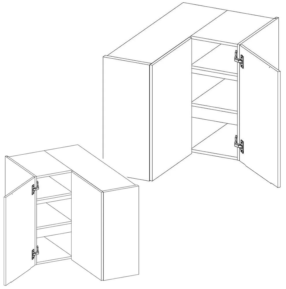 STILO bb | horní skříňka 60x60 GN-72 2F 90° rohová s 2 policemi | 60x60 cm | bílá mat