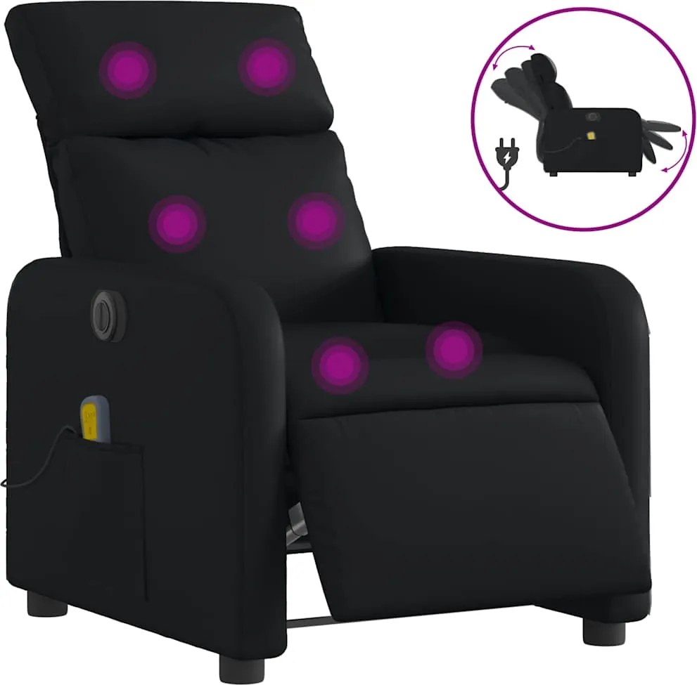 Elektrické masážní polohovací křeslo černé umělá kůže 3206742