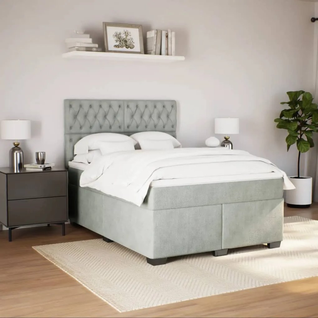 Box spring postel s matrací světle šedá 160x200 cm samet 3290960