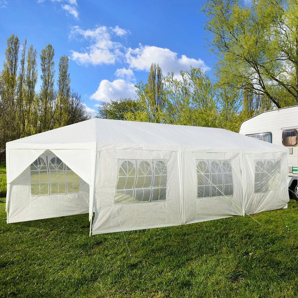 Costway Zahradní altán párty stan UV ochrana – 3 × 9 m, bílý