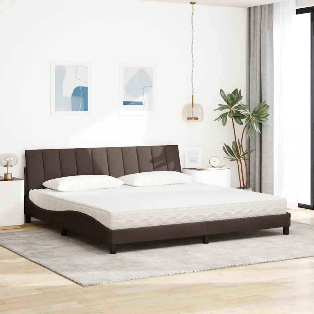 Postel s matrací Hanko tmavě hnědá 200 x 200 cm textil 3310555