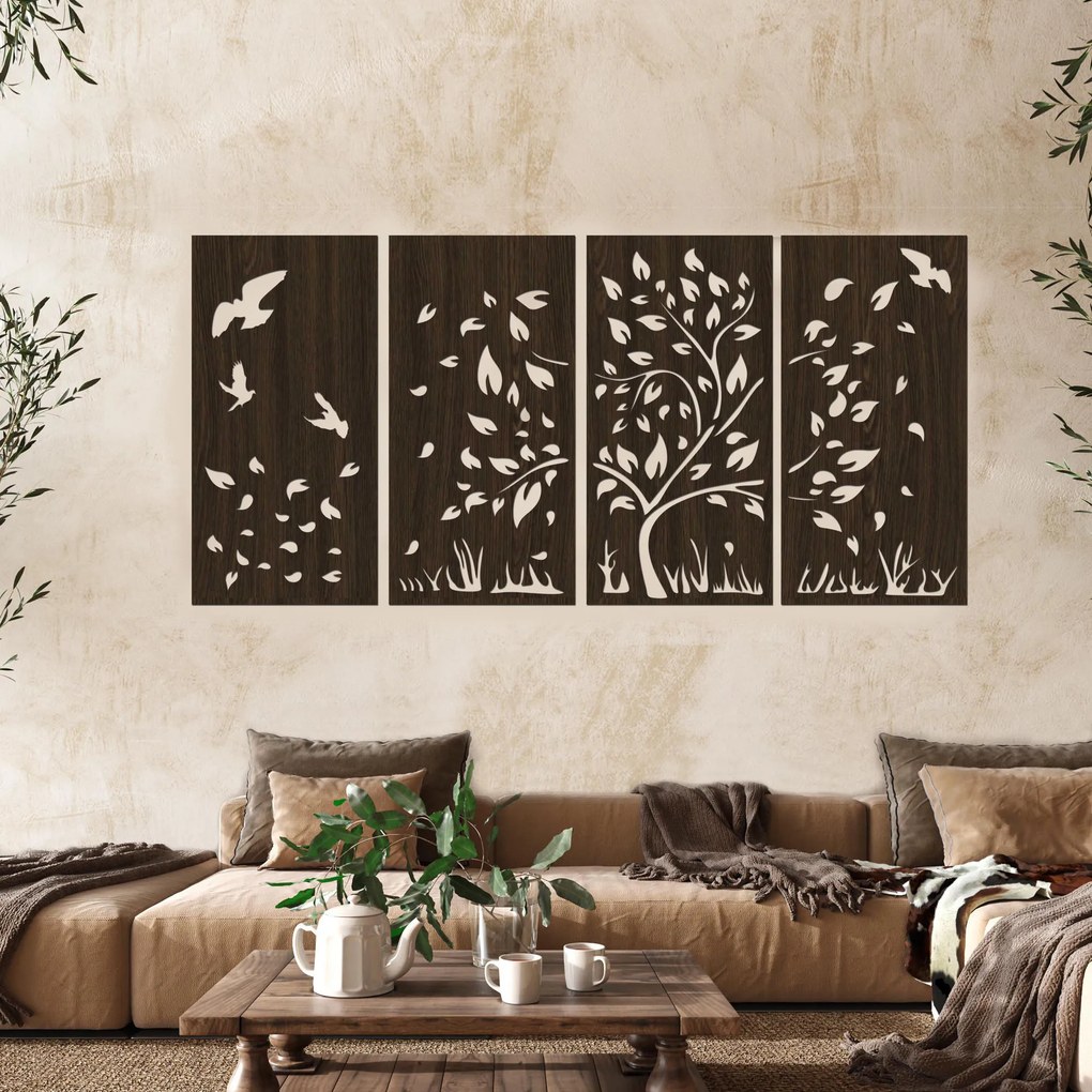 dřevo života 4dílný dřevěný strom PODZIM II Zvolte barvu dekoru: Wenge, Rozměry (cm): 340x160