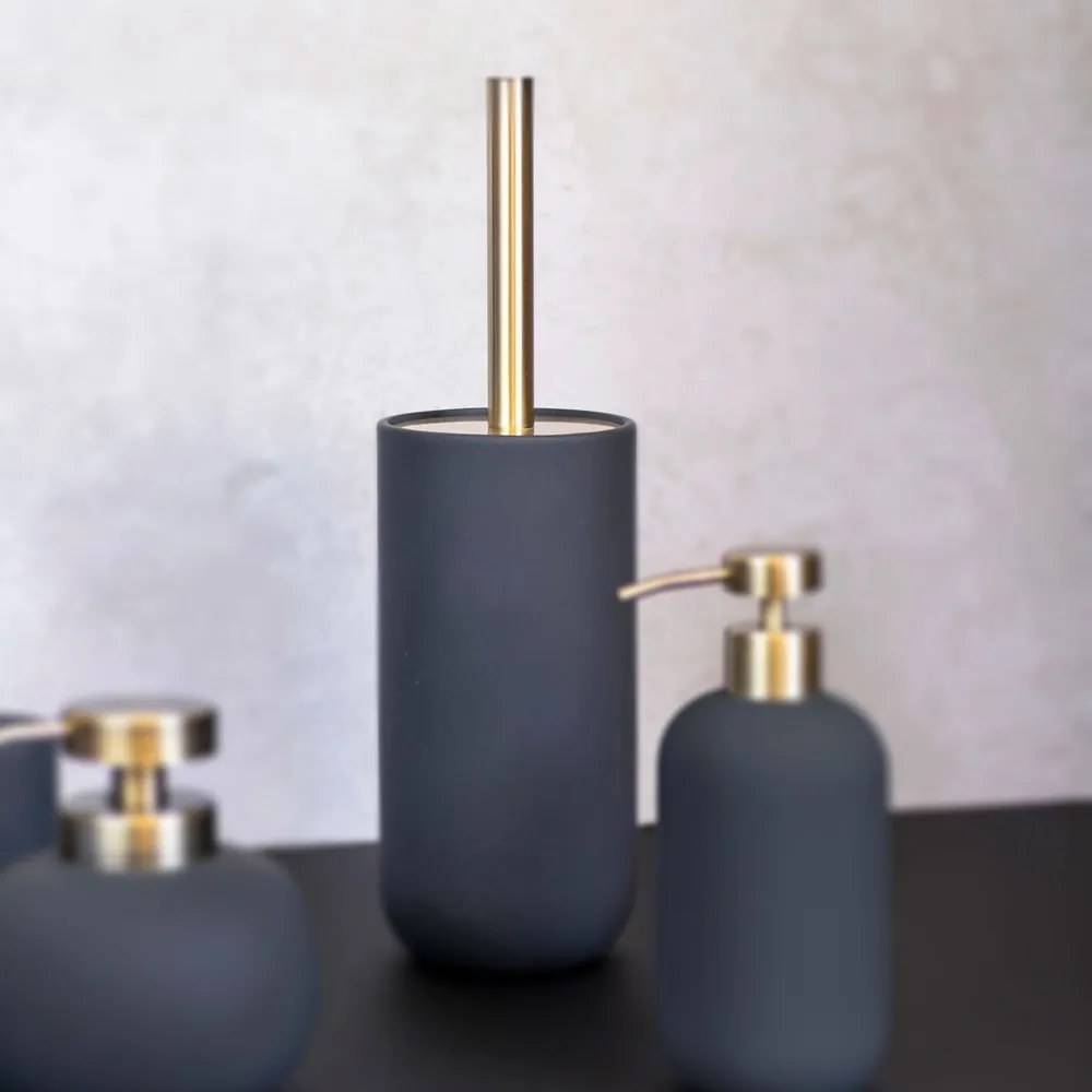 Antracitová keramická WC štětka Lotus – Mette Ditmer Denmark