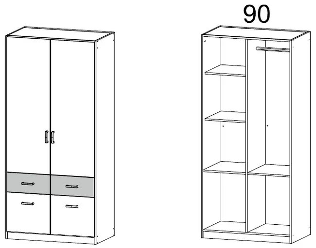 Šatní skříň Bremen, 91 cm, dub san remo/bílá