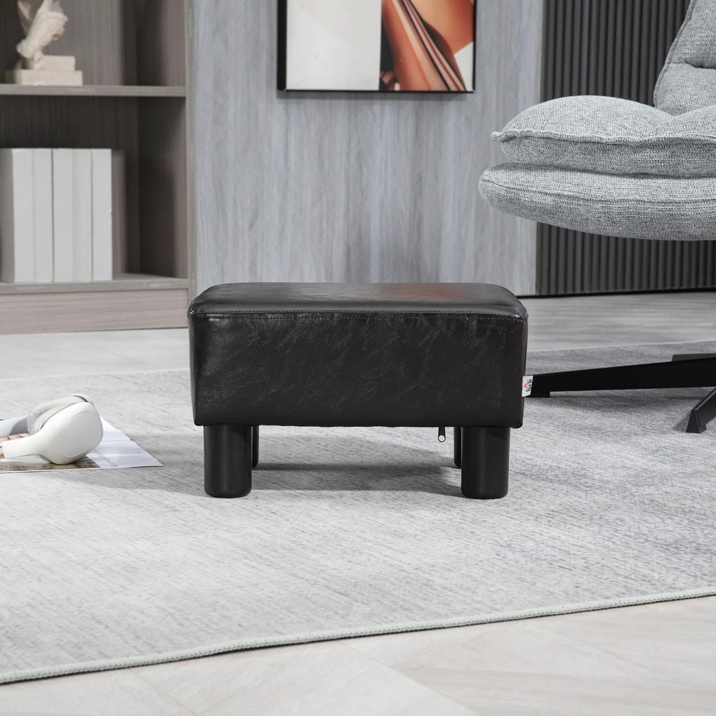 HOMCOM Taburet na nohy, obdélníkový otoman, podnožka, imitace kůže, do 100 kg, do obývacího pokoje, káva