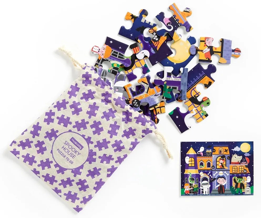 Mudpuppy Puzzle Strašidelný dům v látkovém pytlíku 36 dílků