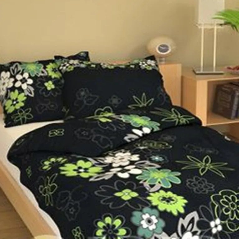 Brotex povlečení krep Louka černá zipový uzávěr 140x220 70x90