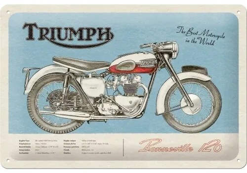 Plechová cedule Triumph Bonneville, (20 x 30 cm)