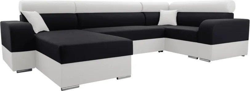 IDZ Rohová sedačka INFINITY SUPER do U, 332 cm Roh pohovky: Pravý roh, Barva látky: Černá a bílá Eko kůže (Bahama 36 + Soft 17)