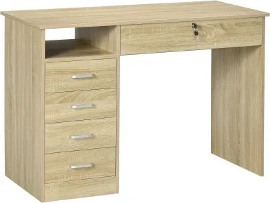 HOMCOM dřevěný stůl pro pokoj nebo kancelář se 2 zásuvkami a 2 klíči, 110x50x76 cm, bílý