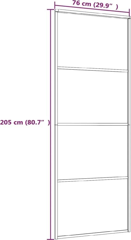vidaXL Posuvné dveře 76 x 205 cm mléčné ESG sklo a hliník [151657] Barva: Černá