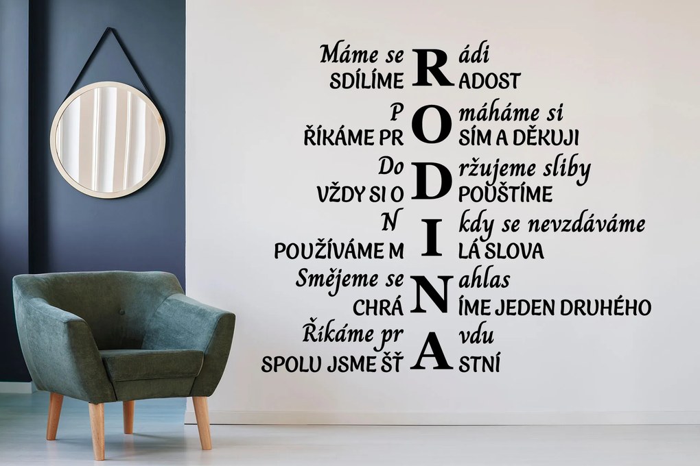 Samolepka na zeď Rodina Barevná varianta: Černá, Velikost (šířka x výška): 60x51cm