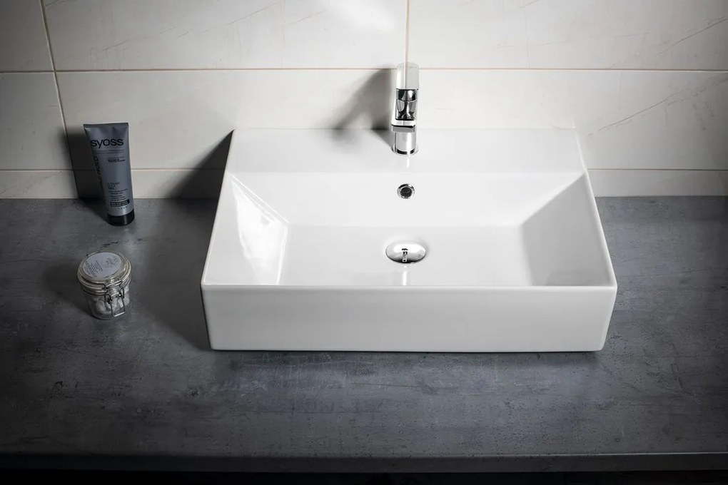 Aqualine, Keramické umyvadlo 60x42cm, na desku, 10SF50060