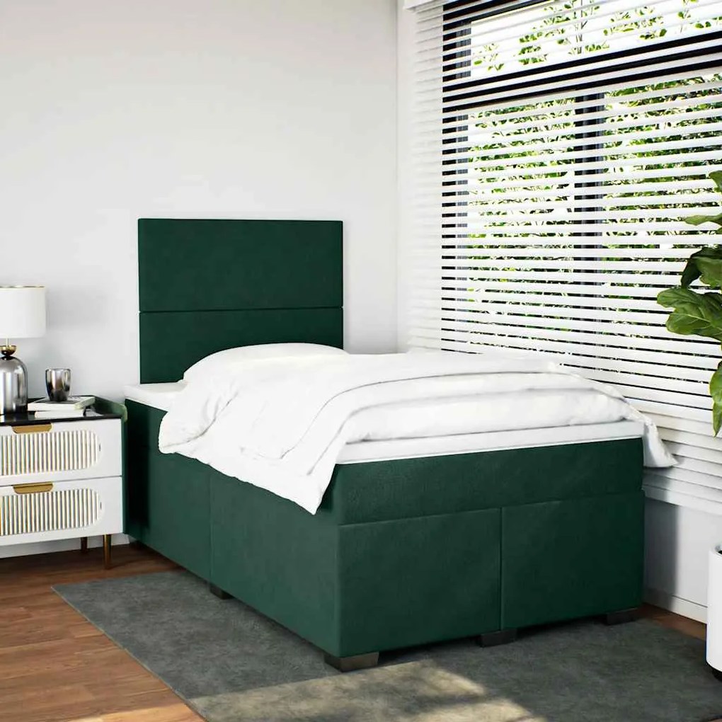 Box spring postel s matrací tmavě zelená 120x190 cm samet 3290855