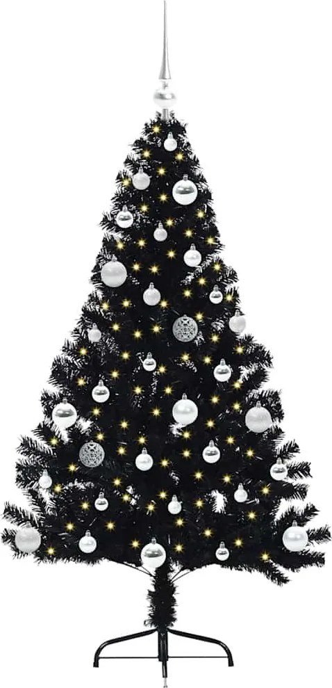 Umělý osvětlený vánoční stromeček Černá 150 cm PVC 3397133