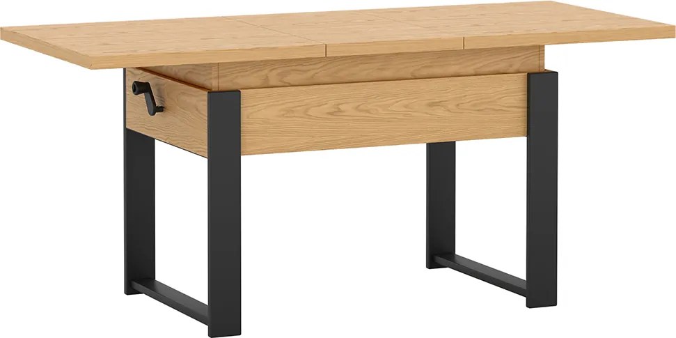 Rozkládací polohovací konferenční stolek HOGO 3v1 | 120-157x62,5-74,5x67 cm | síla horní desky 32 mm | dub bookmatch/černé nohy
