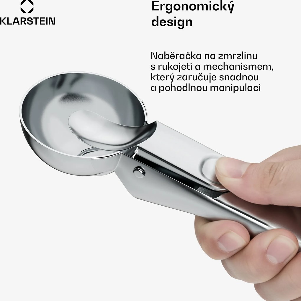 Klarstein Lžíce na zmrzlinu FrostFusion | nerezová ocel | protiskluzová | ergonomická | lze mýt v myčce nádobí