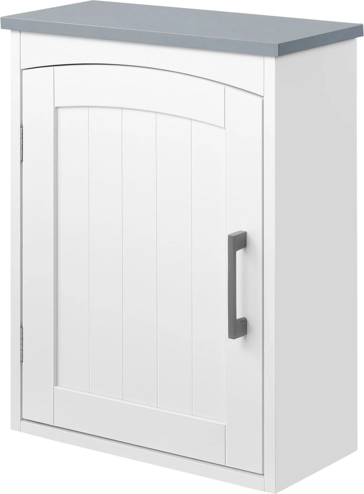 Závěsná toaleta Kleankin - Skříňka na léky s dveřmi a nastavovací policí pro koupelnu - 41 x 18,5 x 52 cm - MDF - Bílá