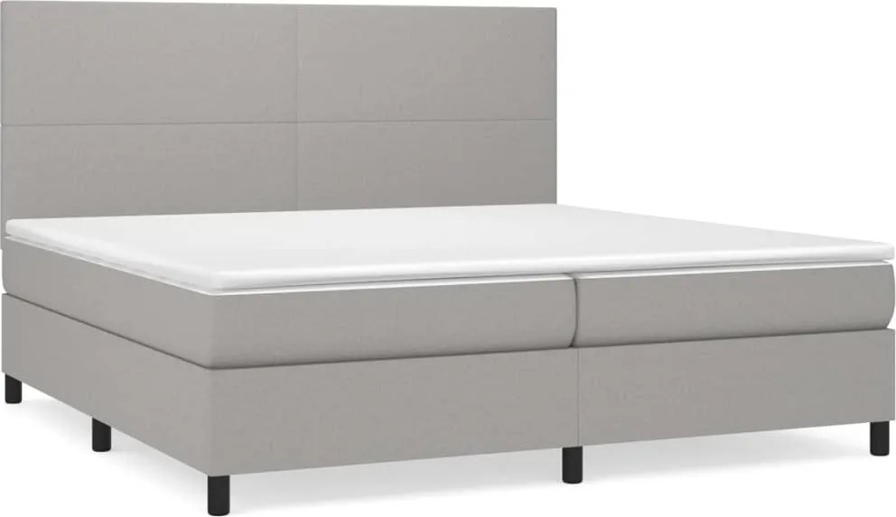 Box spring postel s matrací světle šedá 200 x 200 cm textil 3141641