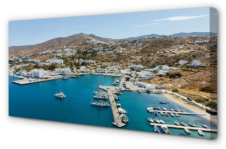 Obrazy na plátně Řecko Coast horské město 125x50 cm