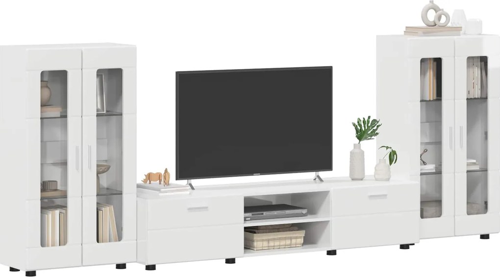 Sestava TV skříněk FLORIN 3 ks Vysoce lesklá bílá 3397938