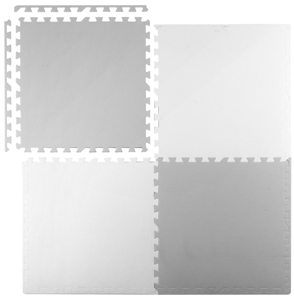 Velká pěnová podložka Ricokids puzzle 60x60 cm 4 ks bílá a šedá pro děti